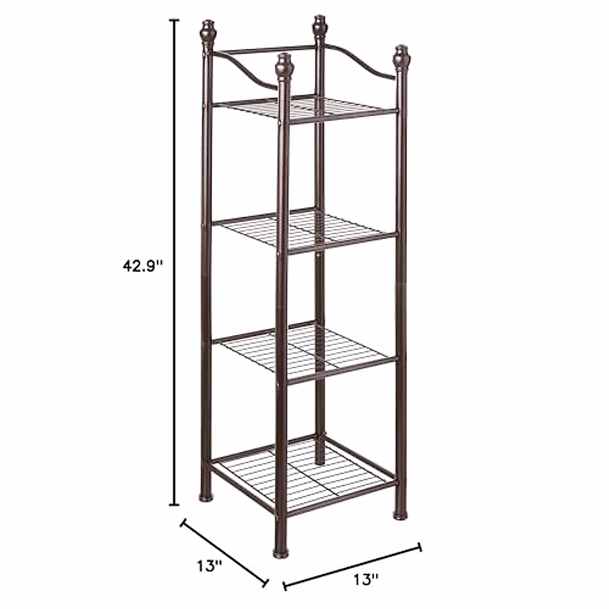 Organize It All 4 Tier Belgium Shelf Tower, Space Saver, Bathroom Organizer, Storage for Towels, Toiletries, Easy to Assemble,, Oil Rubbed Bronze