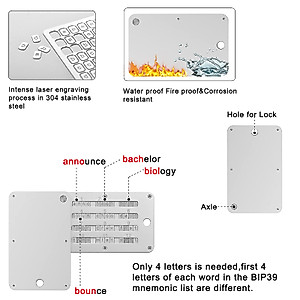 Crypto Wallet,Steel Bitcoin Wallet,Cryptocurrency Seed Backup Cold Storage,Cold Wallet for Crypto Seed Storage,Hardware Wallet,Compatible with KeepKey,Ledger, Trezor,Coldcard, Supports up to 24 Words