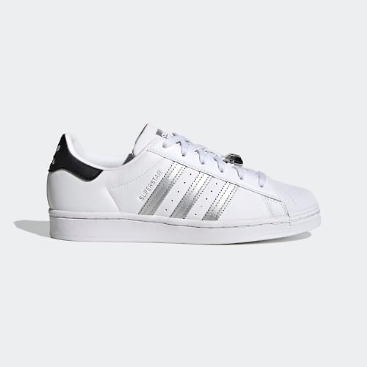 adidas Women's Superstar Sneaker, White/Silver Metallic/Black, 9