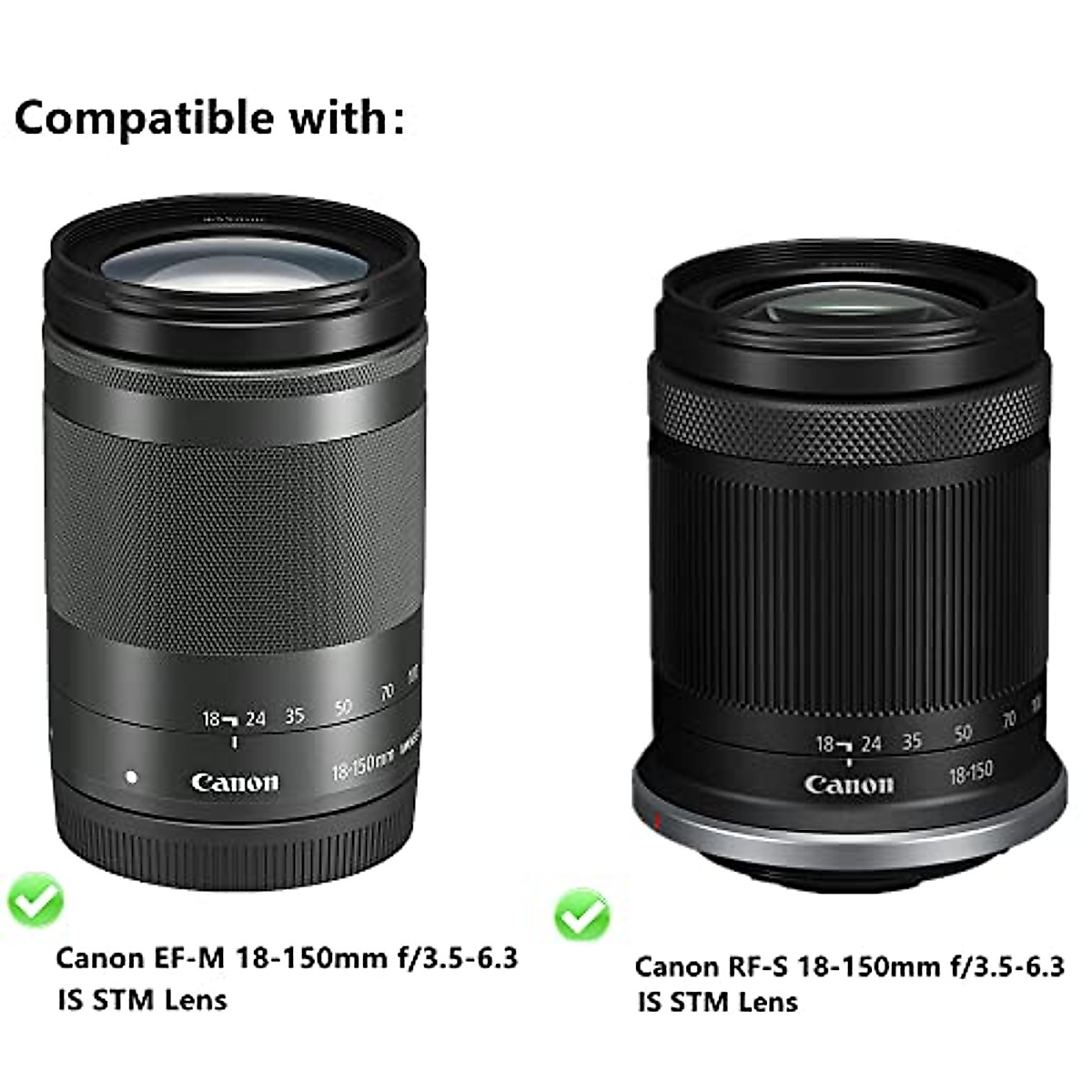 JJC EW-60F Reversible Lens Hood for Canon RF-S 18-150mm F3.5-6.3 is STM Lens on EOS R7 R10 & for Canon EF-M 18-150mm F3.5-6.3 is STM on EOS M50 M6 Mark II M M2 M3 M5 M200 M100 M10 Mirrorless Camera