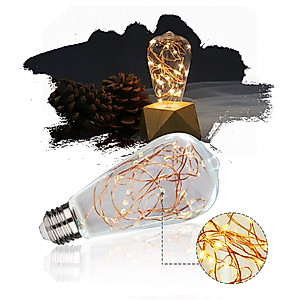 LED Decorative Bulbs,LED ST64 Fairy Light Bulb for Ambient Night Lighting, E26 Standard Base Edison with Starry Decorative String Lights for Bathroom, Bedroom, Living Room (Warm White, ST64)