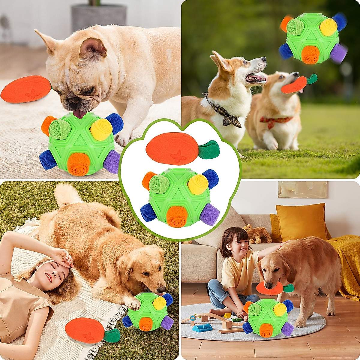 TWOPER Dog Toys Interactive Snuffle Ball and Puzzle Toy for Any Size Dogs, Encourages Natural Foraging Skills, Slow Feeding Dog Enrichment Toys for Training and Stress Relief, Machine Washable