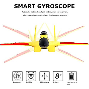 HAPTIME 2 CH Rc Plane, Remote Control Airplane for Kids Adult Beginner - 2.4 Ghz Rc Airplane Jet Plane with Night Light, Easy to Fly - Plane Toy for Boys Age 8-12