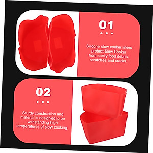 HOMSFOU 4 Sets Saucepan Silicone Lining Silicone Cookware Silicone Cooking Utensils Red Rice Cooker Multi-use Cooker Divider Slow Cooker Insert Kitchen Supplies Non-slip