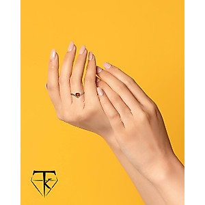 Takar Dainty 10k White, Yellow and Rose Gold Solitaire Heart-Shaped Genuine Citrine Rope Ring, Heart Shaped Promise Ring, Good luck Gift for her, Made in USA (White Gold, 8.5)