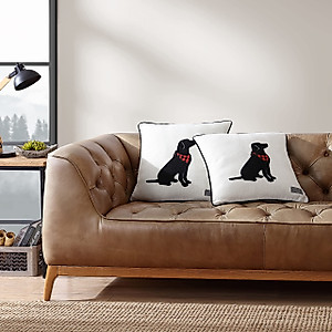 Eddie Bauer- Appliqued Throw Pillow Cover Set, Buffalo Plaid Home Décor, Decorative Pillows for Couch (Cabin Plaid Dog Red/Black, 2 Piece)