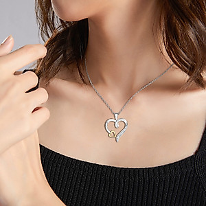 NATALIA DRAKE Dainty Open Diamond Heart Necklace for Women in 10K Yellow Gold and Rhodium Plated 925 Sterling Silver