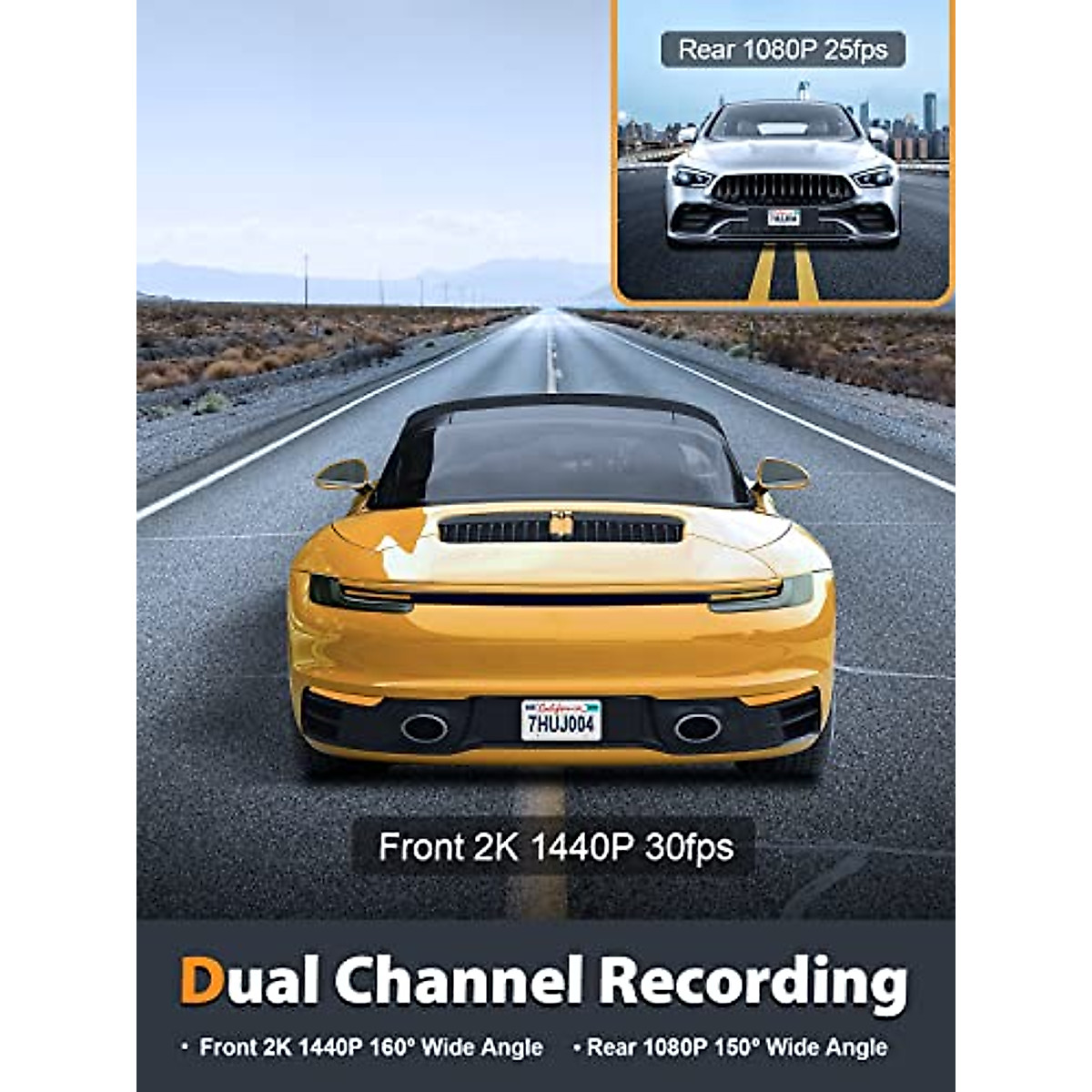 Dual Dash Cam 2K+1080P Front and Rear, Built-in WiFi, 4K Single Front Dash Camera for Cars, Car Camera, Dashcams for Cars with Night Vision, 24 Hours Parking Monitor, Loop Recording, Support 256GB Max