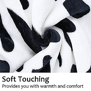 Solaris Cow Print Sherpa Fleece Blanket, Super Soft Warm Cozy Flannel Reversible Throw Blanket for Couch Sofa Bed, 50" x 60"
