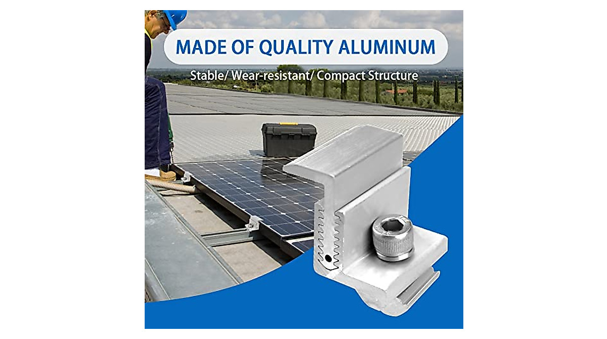 Adjustable Solar Panel End Clamps - 10 Pack Aluminum