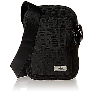 A | X ARMANI EXCHANGE Zip Top Fabric Crossbody Bodypack, Black/Black