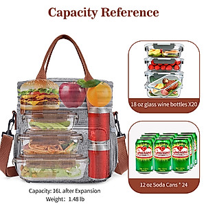 BAGNN Lunch Box & Lunch Bag for Women Men, Large Insulated Adult Lunch Box Leakproof Lunchbox Cooler Bag for Work Picnic Beach,16L, Gray