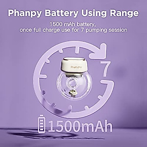 Phanpy E-Joy S2 Wearable Hands Free Portable Breast Pump, 3 Modes 8 Levels High Performance LED Touch Screen Low Noise, 7oz Capacity 20&24 mm(2 Counts)