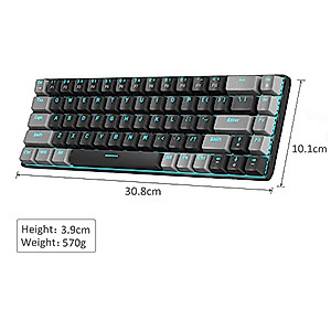 MageGee Portable 60% Mechanical Gaming Keyboard, MK-Box LED Backlit Compact 68 Keys Mini Wired Office Keyboard with Red Switch for Windows Laptop PC Mac - Black/Grey