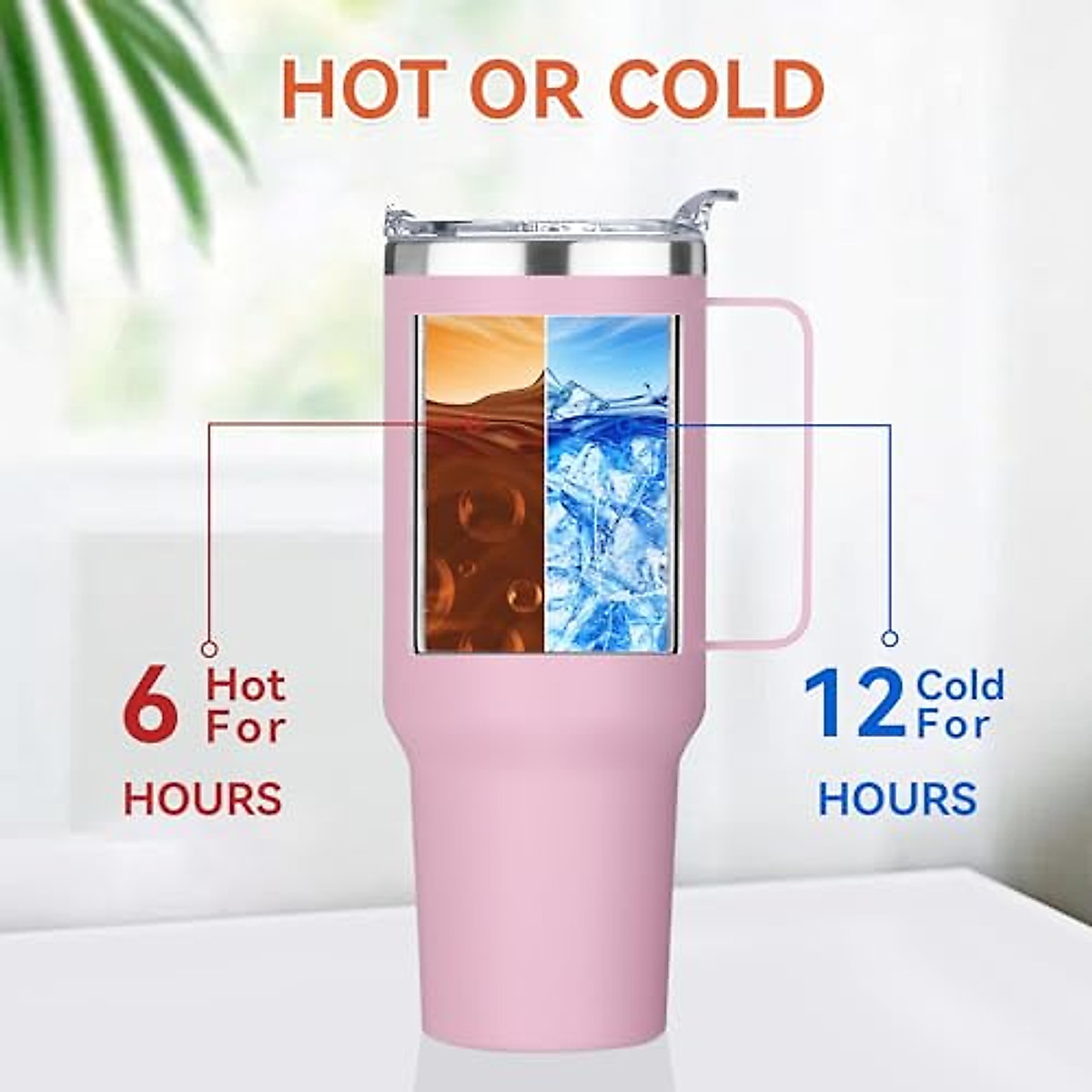 Yoteci 40 oz Stainless Steel Tumbler with Handle and Straw, Insulated Design, Leak-Proof and Straw Lids, Reusable Travel Mug, Coffee Cup, Dishwasher Safe, Keeps Drinks Hot or Cold