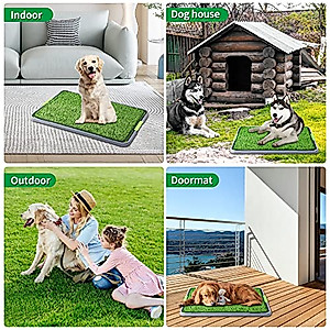 Indoor Dog Potty Grass Pad, 17"×27" Puppy Potty Training Artificial Grass Mats, Dog Grass Pee Pad with Tray, 3 Layered Dog Potty Trainer Easy to Clean (Dog Potty Grass Pad)