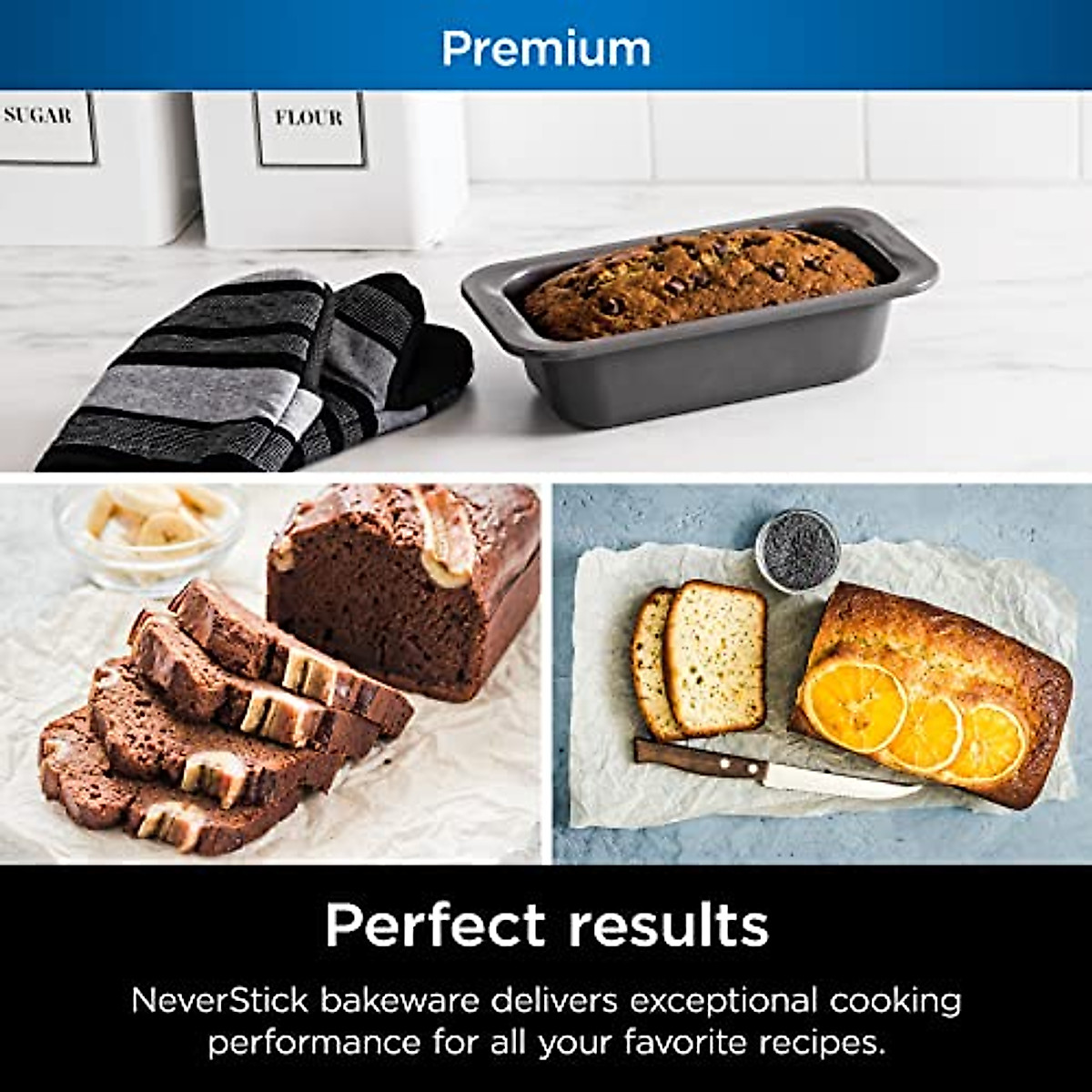 Ninja B30509 Foodi NeverStick Premium 9 inch x 5 inch Loaf Pan, Nonstick, Oven Safe up to 500⁰F, Dishwasher Safe, Grey, 1 Count (Pack of 1)