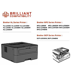 Juyudow Compatible TN-660 Toner Cartridge Replacement for Brother TN660 TN630 TN-630 High Yield for HL-L2300D HL-L2380DW HL-L2320D DCP-L2540DW MFC-L2700DW MFC-L2685DW Printer (2 Packs, Black)