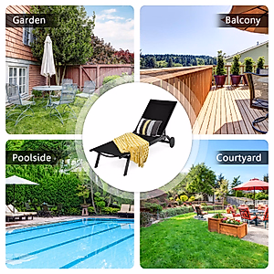 Giantex Lounge Chairs for Outside Patio Chaise Lounges Aluminum Recliner W/Adjustable 6 Backrest Positions and Wheels for Patio Beach Poolside Outdoor Sunbathing Chair(1, Black)