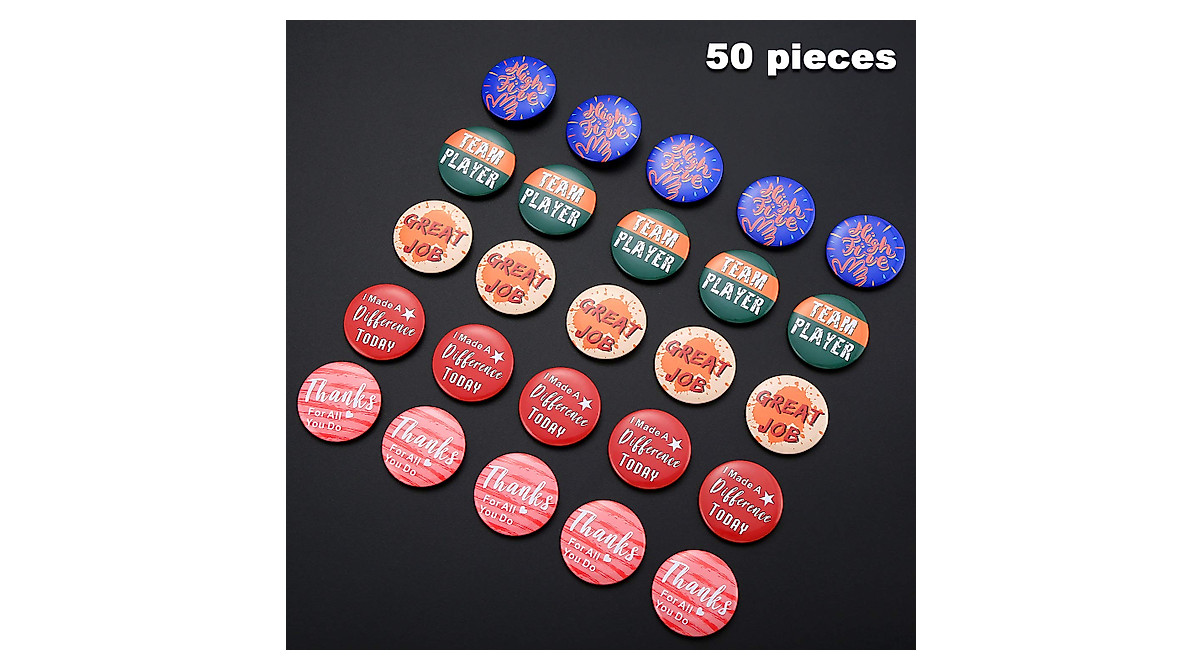 WILLBOND Reward Button Pins - 50 Positive Pins Pack