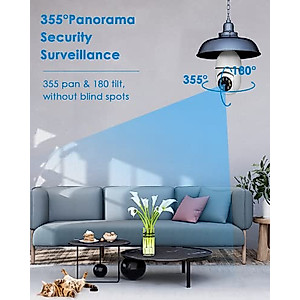 OFYOO Light Bulb Security Camera Wireless Outdoor Indoor 2.4G/5G WiFi Cameras for Home 360° Panoramic Motion Detection and Alarm Two-Way Audio Based E27 Socket