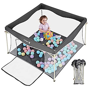 Foldable Playpen, Dripex Baby Playpen with Mat, Collapsible Baby Playpen, Playpen for Babies and Toddlers, 43" x 43" Baby Play Yard for Indoor&Outdoor