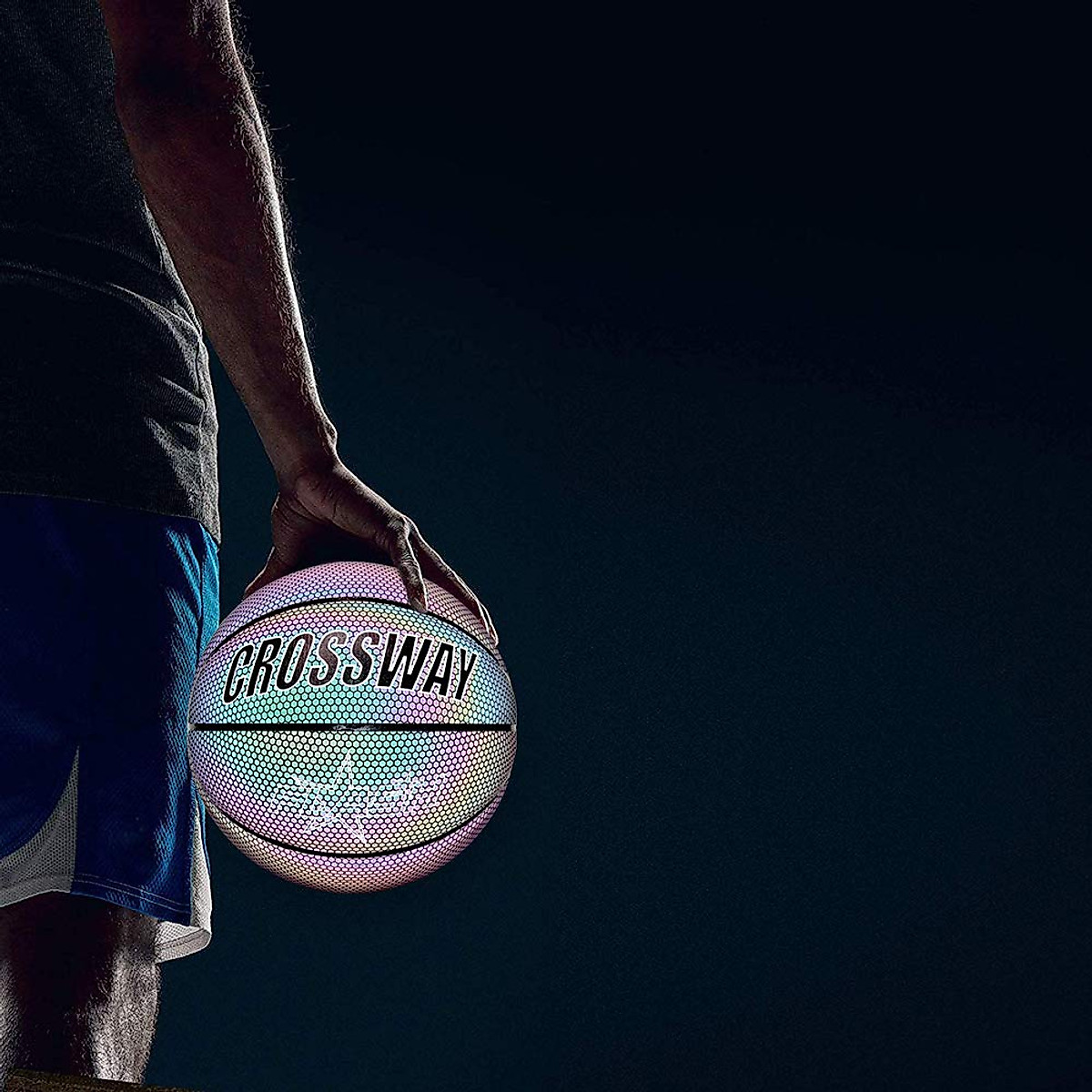 Luminous Basketball, OURLITIME Holographic Basketball Glowing Reflective Basketball Luminous Basketball NO.7 for Night Sports Kids Gifts
