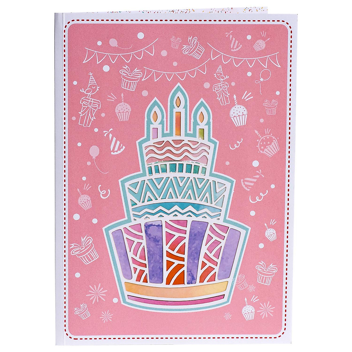 Paper Love Party Explosion Pop Up Birthday Card, 3D Popup Greeting Cards For Birthday, Celebration, Party, Baby Shower, It’s a Girl, All Occasion | 5" x 7"