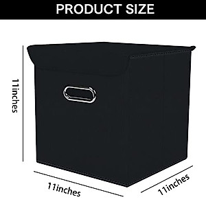 NieEnjoy Closet Organizers Fabric Storage Cube Bins with Lids collapsible storage bins basket with Handles ,Storage Boxes for Organizing,3 Pack (Black)