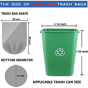 8 Gallon Medium Clear Trash Bags (110 Bags) Unscented 6 Gal 7 Gal Office Garbage Bags Small Paper Shredder Bags Plastic Wastebasket Trash Can Liners (110 Count)