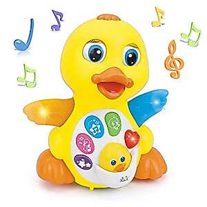 Woby Musical Duck Toy, Baby Preschool Educational Learning Toy with Music and Lights,Infant Light Up Dancing for 1 Year Old Toddler