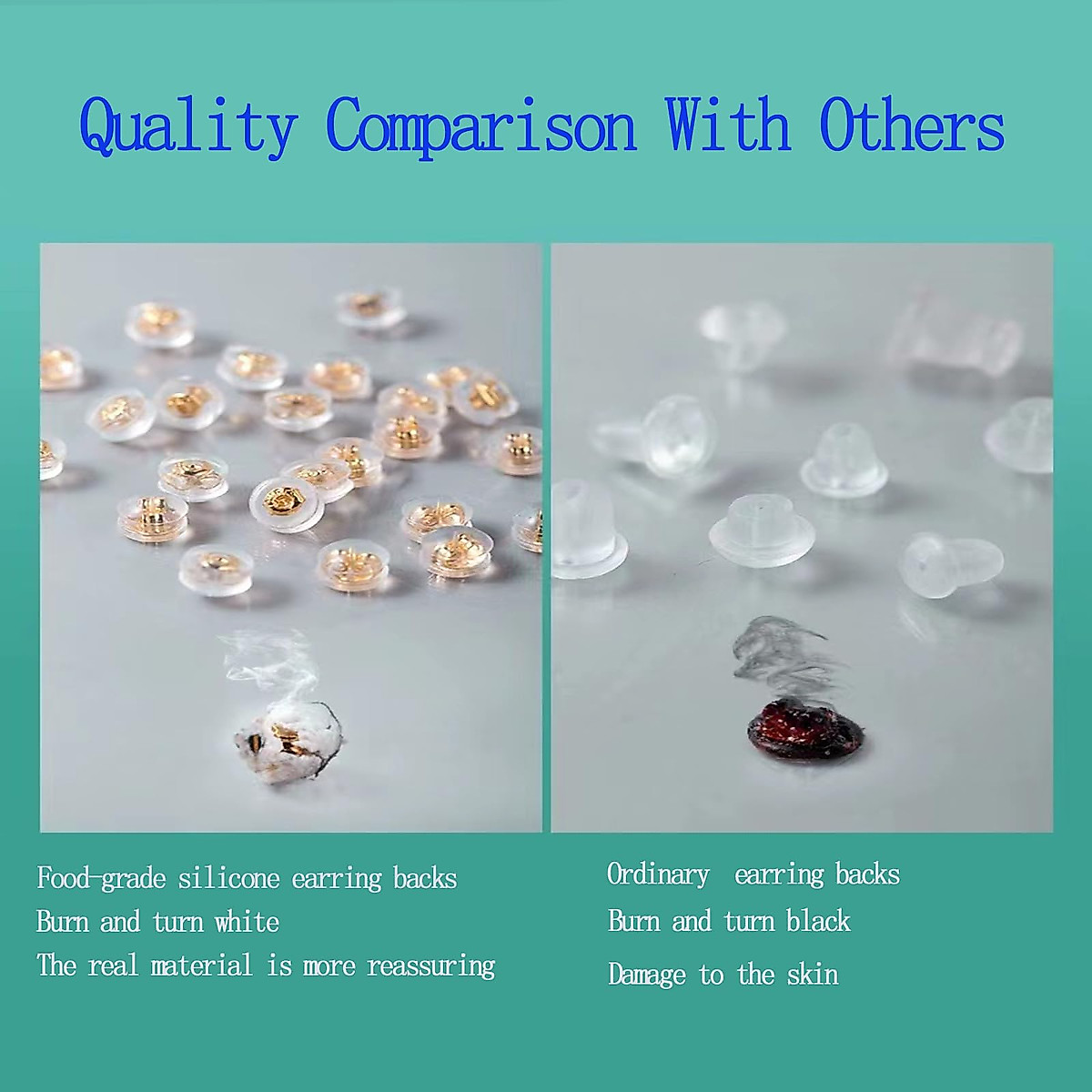 Earring Backs,18K Gold Silicone Earring Backs for Studs /Droopy Ears,Locking Secure Earring Backs for Heavy Earring,No-Irritate Hypoallergenice Soft Clear Earring Backs for Adults&Kids