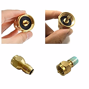 Chinshwehaw Propane Refill Adapter Lp Gas Cylinder Tank Coupler Heater Camping Hunt Fill 1lb Propane Tank from 20lb Propane Air Tank QCC1 Adapter POL Inflation Connector Tank Easy to Use, Solid Brass