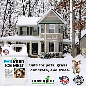 Ice Melt, Pet Safe Ice Melt, De Icer for Sidewalks, Driveways, Decks, & Concrete. Spray Pet Friendly Liquid Ice Melt, Covers More Ground & Easier than Spreading Salt Pellets, USA Made-1 Gallon