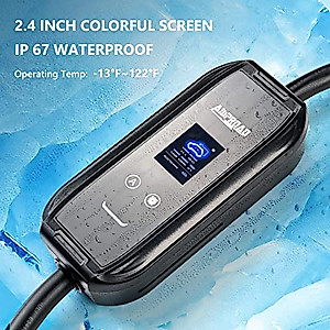 AMPROAD iFlow P9 EV Charger Level 2, 10 to 40 Amp, 110-240V Universal EVSE, Versatile for Portable & Wall Charger (NEMA 14-50, 25 Feet Cable)