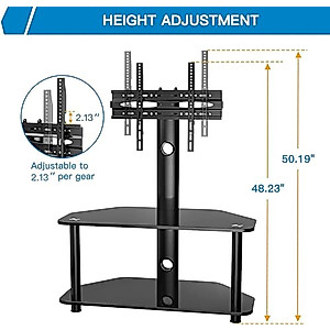PERLESMITH Swivel Floor TV Stand/Base for 32-65 Inch TVs-Universal Corner TV Stand Mount with Storage for Media-Height Adjustable Entertainment Stand with Cable Management, VESA 600x400mm, PSFS03
