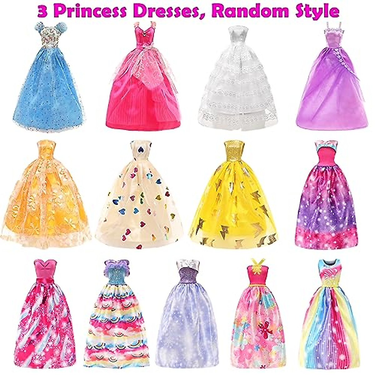 BARWA 35 Pack Doll Clothes and Accessories 5 PCS Fashion Dresses 3 PCS Gown Dresses 3 Bikini Swimsuits 5 Outfits 10 Shoes 5 Glasses for 11.5 inch Doll
