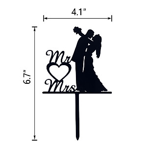 OIXCMNJQ Mr & Mrs Black Acrylic Cake Topper, Bride and Groom, Wedding Party Decorations Supplies