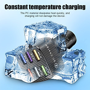 Car Charger Adapter, 6 Ports USB QC3.0 Fast Phone Charger, 32V Upgraded Quick Charging Adapter Compatible with iPhone 13/13 Pro Max/12/XS/XR, Samsung Galaxy (Black/1PCS)