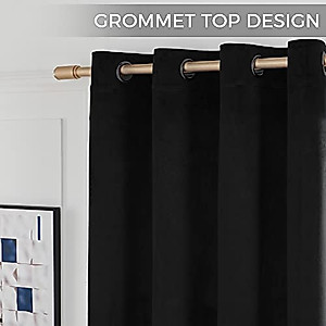 Topfinel Black Blackout Velvet Curtains 90 inches Long for Living Room, Grommet Brightens Thick Vertical Backdrop Drapes for Cinema/Room Dividers, W52 x L90 Each Panel, 2 Panels