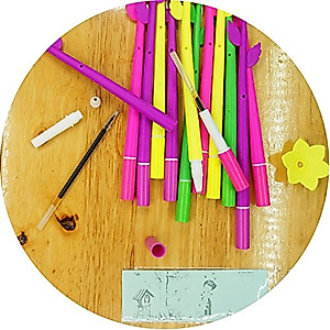 BUOP 24-Count [12+12] Bouquet of Daffodil Assorted Color Flower Pen; Novelty Design Flower Arrangement Style Extra Fine Gel Pens of Grass and Daffodil