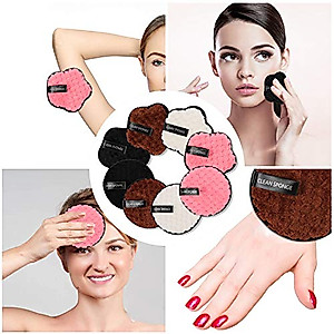 Tugaizi 8 Pack Reusable Makeup Removing Pads Face Cleansing Pads Christmas Gifts Face Eraser Removing Cleaning Puff Soft Chemical-Free Facial Cotton Pads with Laundry Bag 4.7" Dia