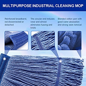 Commercial Mop Head Replacement,Green Cotton Looped End String, Wet Industrial Cleaning Vintage Mop Head Replacements Refill, Machine Washable - Ideal Refill for Commercial Grade Mops(Pack of 3)