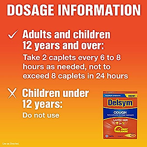 Maximum Strength Delsym Cough Suppressant, Fast Release Caplets, Lasts up to 8 Hour Day or Night, 20 Count