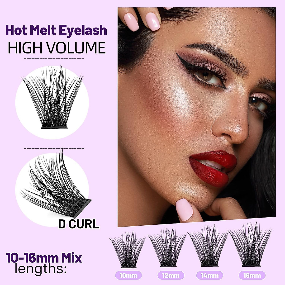 Bodermincer 120pcs 8-10-12-14mm Mixed,10-12-14-16mm Mixed Wide Cluster Clusters Individual Lashes Professional Makeup Individual Cluster EyeLashes Grafting Fake False Eyelashes Eyelash Extension
