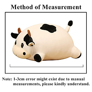 WUYU Cow Plush Pillow, Adorable Stuffed Animal Plush Toy, Soft Cow Hugging Pillow for Kids Boys Girls (Round Eyes,13.7in)