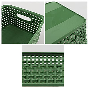 Ponpong Plastic Woven Storage Baskets, 6 Packs