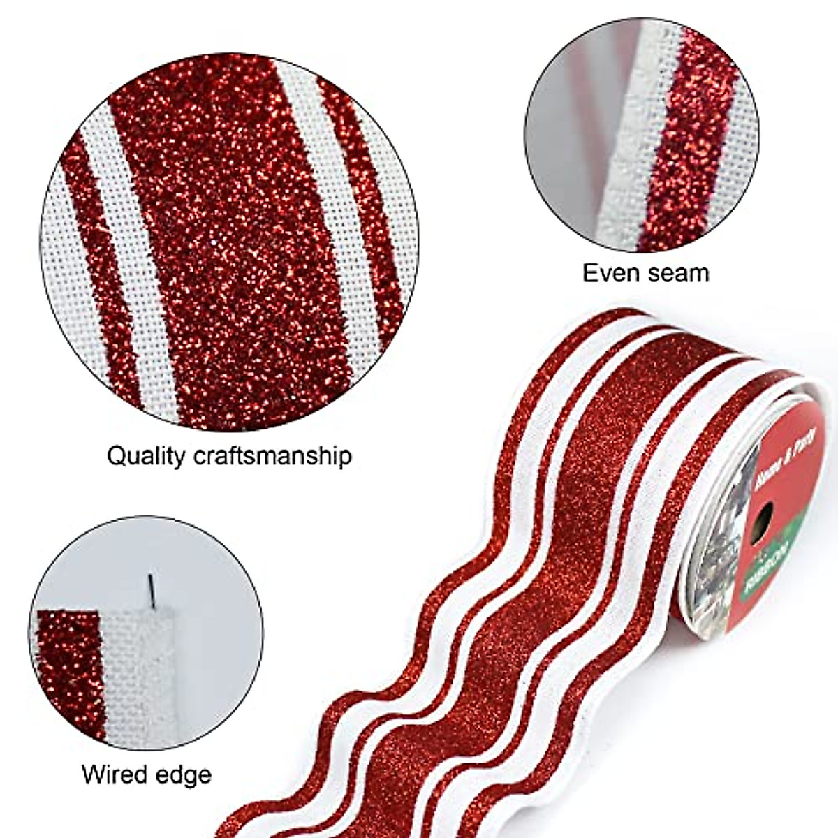 Christmas Ribbon Wired 2.5 Inch x 60Feets (4 Roll x 15Ft),Farmhouse Merry Christmas Red Buffalo Plaid Ribbon with Wire for Wreaths DIY Crafts