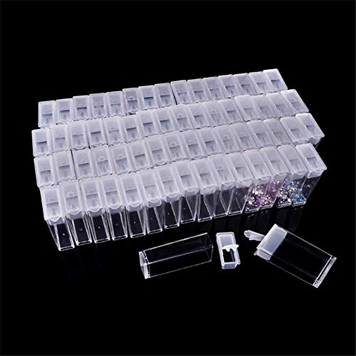 Transparent Storage Box w/ 64 Slots Plastic Beads Storage Container Box Multi Storage Jars Diamond Painting Boxes Adjustable Storage Diamond Embroidery Box of Diamond Embroidery Box Jewelry Organizat