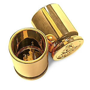 The Original 50 Caliber Brass Ceramic Shot Glasses - Set of 2 - American Owned & Operated - LIFETIME Guarentee